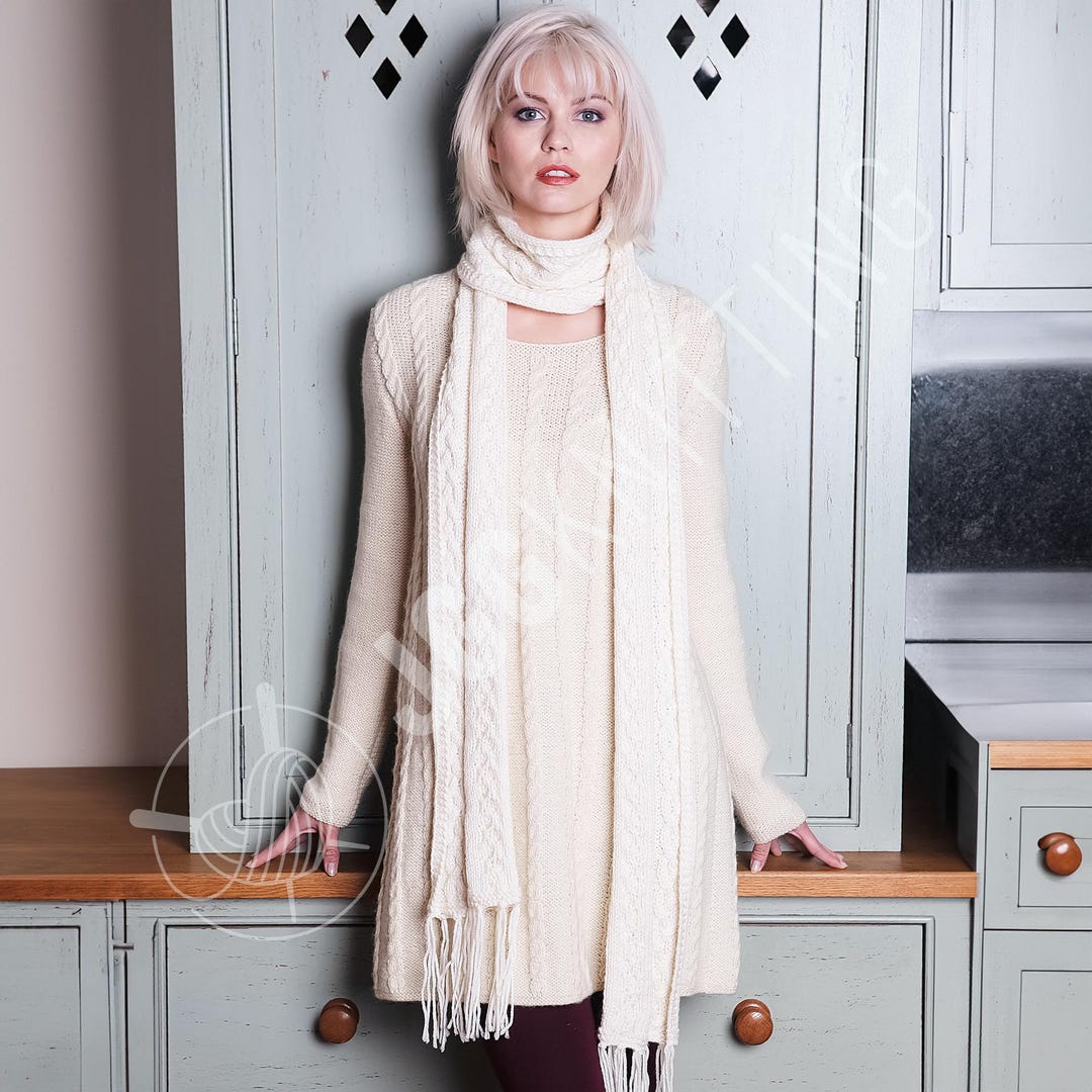 Cable Dress Knitting Pattern PDF | Matching Scarf Included | Instant Download - Etsy