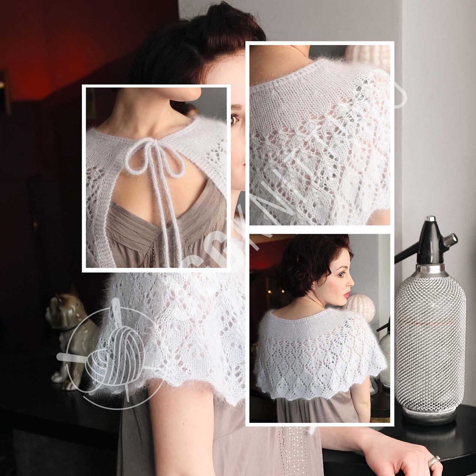 Lace Capelet Knitting Pattern PDF | Wedding Shawl, Bridal Cape, Gatsby ...
