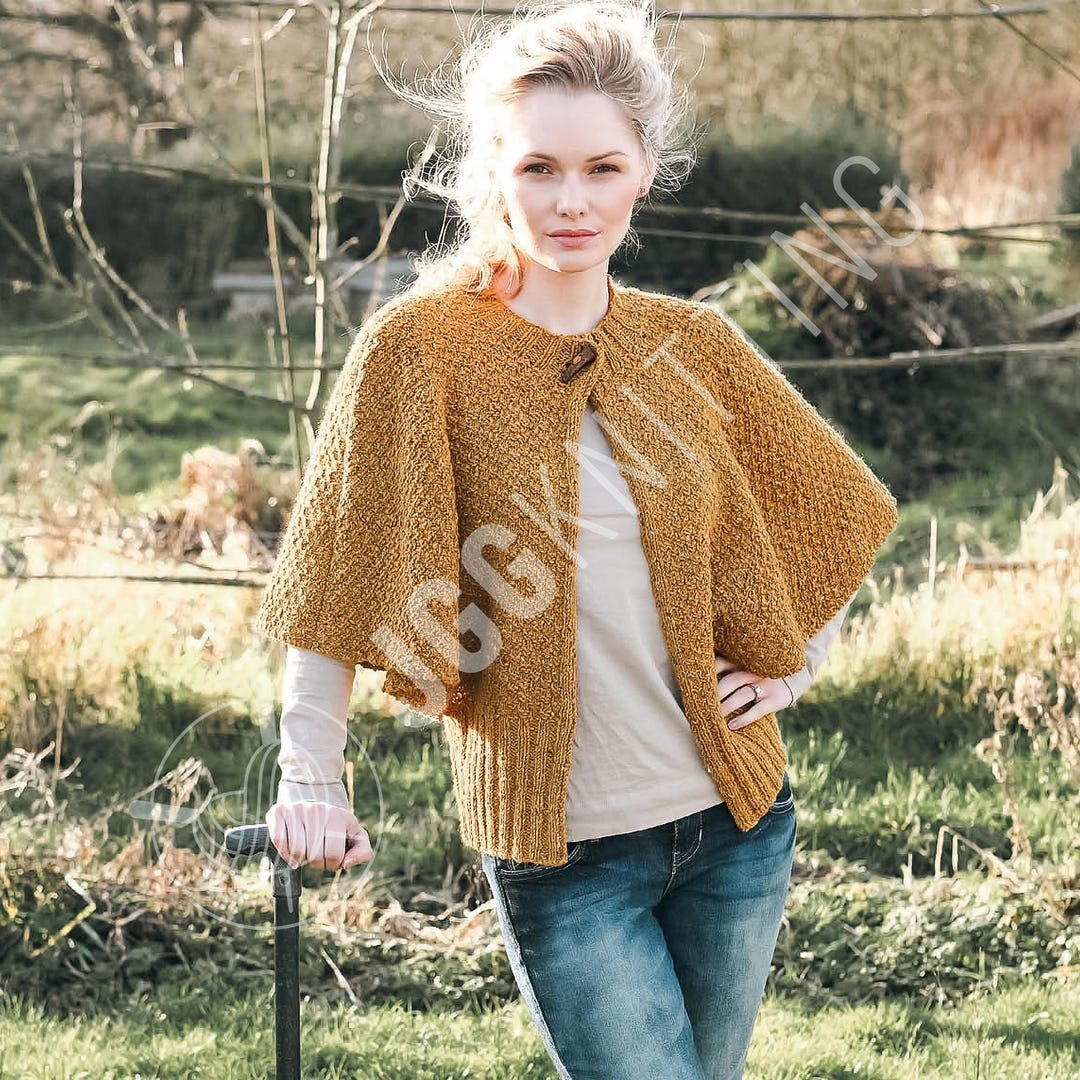 Cape Sleeve Jacket Knitting Pattern for Women I Knit Capelet PDF I Cozy ...