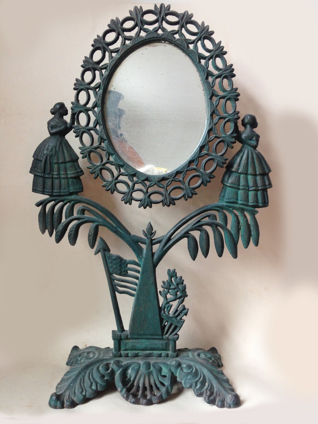 Antique Civil War Era Cast Iron Swivel Shaving Mirror American - Etsy