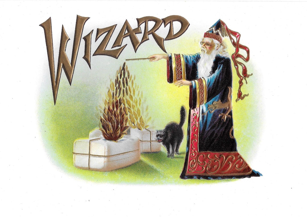 Vintage Lithographed Wizard Black Cat Display Box Label - Etsy
