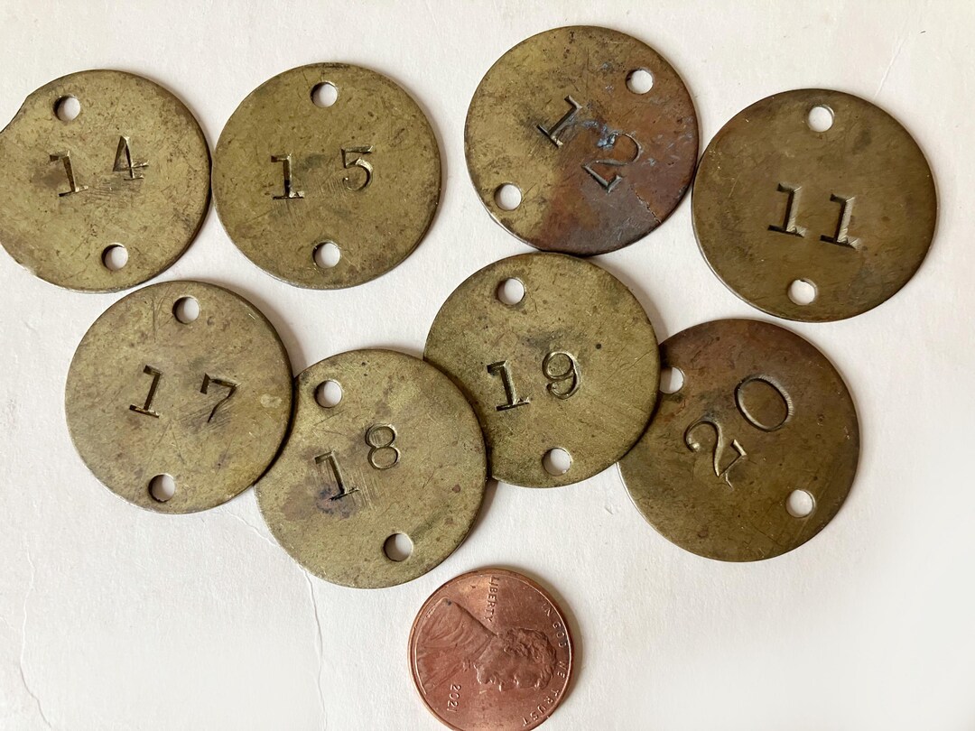 Vintage Brass Number Tags 11 - 20 - Etsy