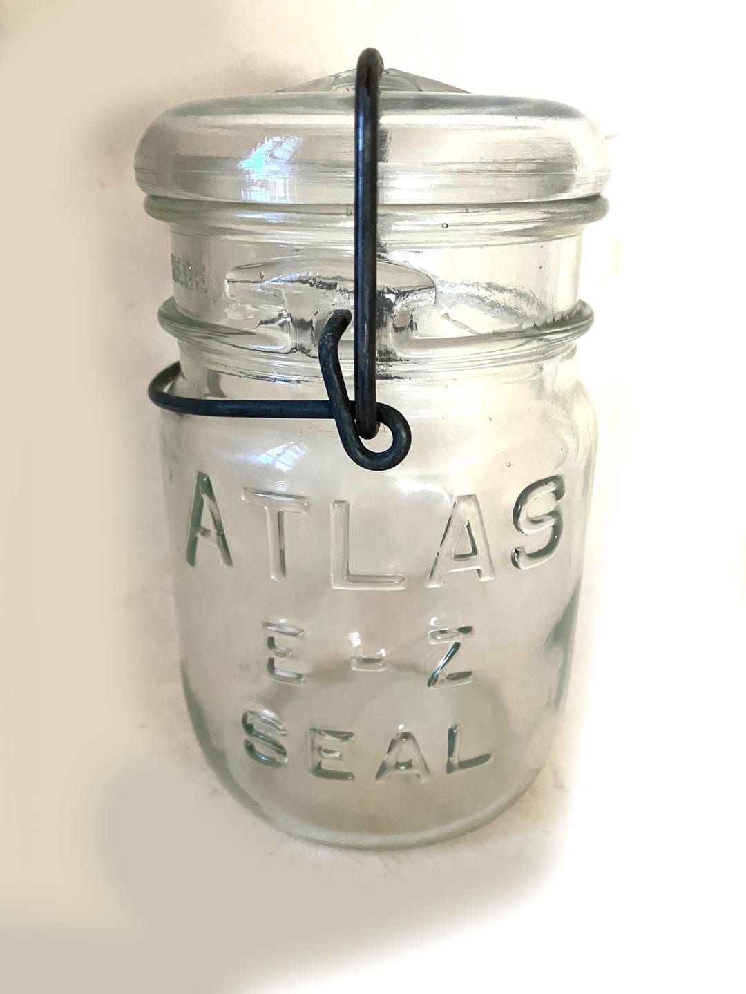 Vintage Atlas E -Z Seal Raised Lettering Glass Lid Mason Jar - Etsy