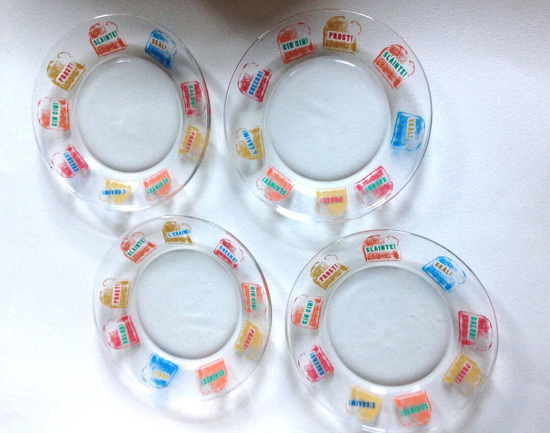 4 "toast" Dishes Cheers! Salud! Cin Cinl! in 9 Languages Vintage - Etsy