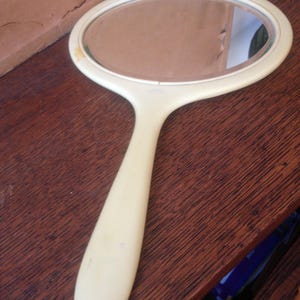 Vintage Celluloid Hand Mirror Oval Beveled Mirror - Etsy