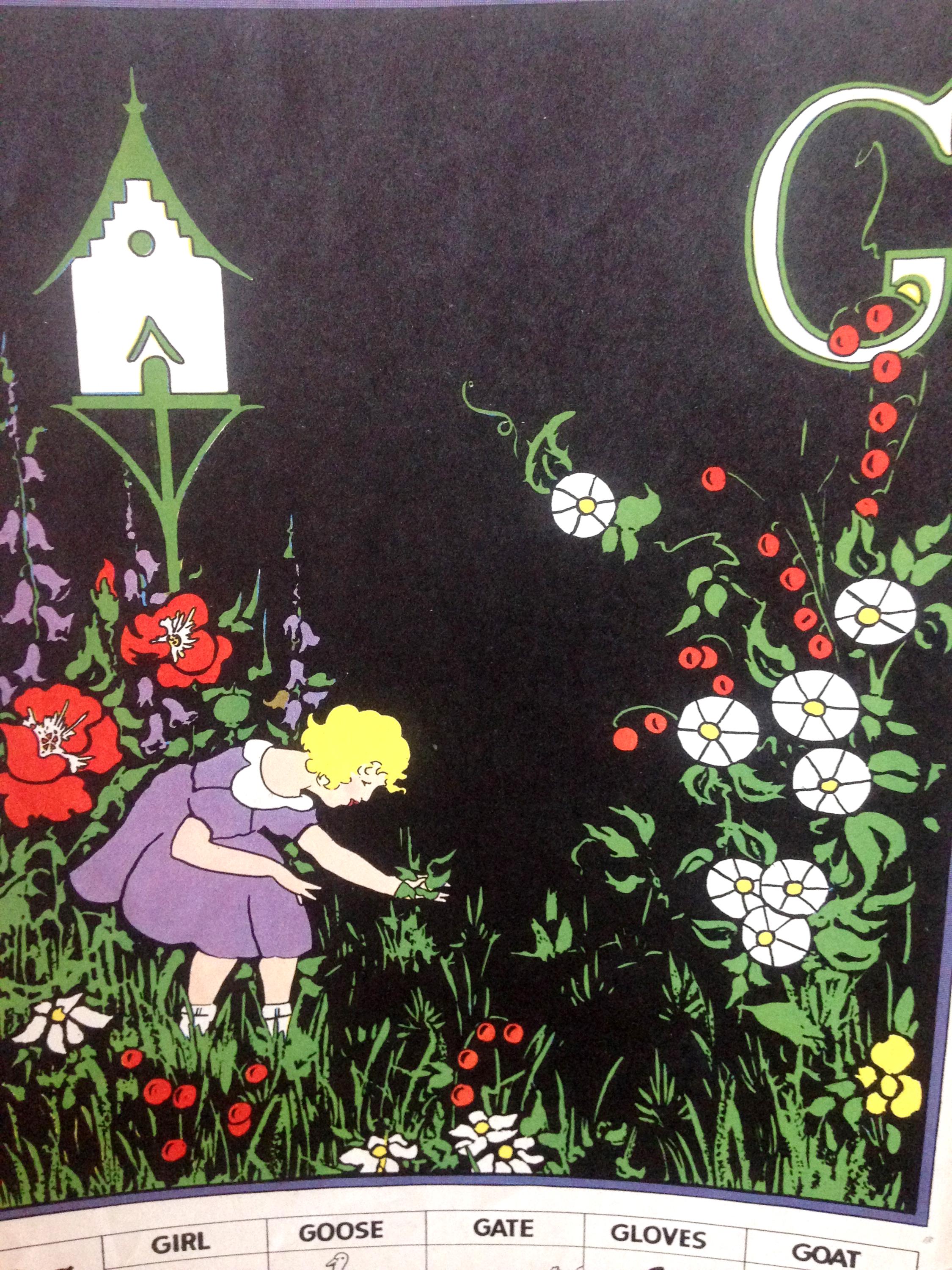 One Deco 1929 Lithographed Book Page Child's Letter F and G ...