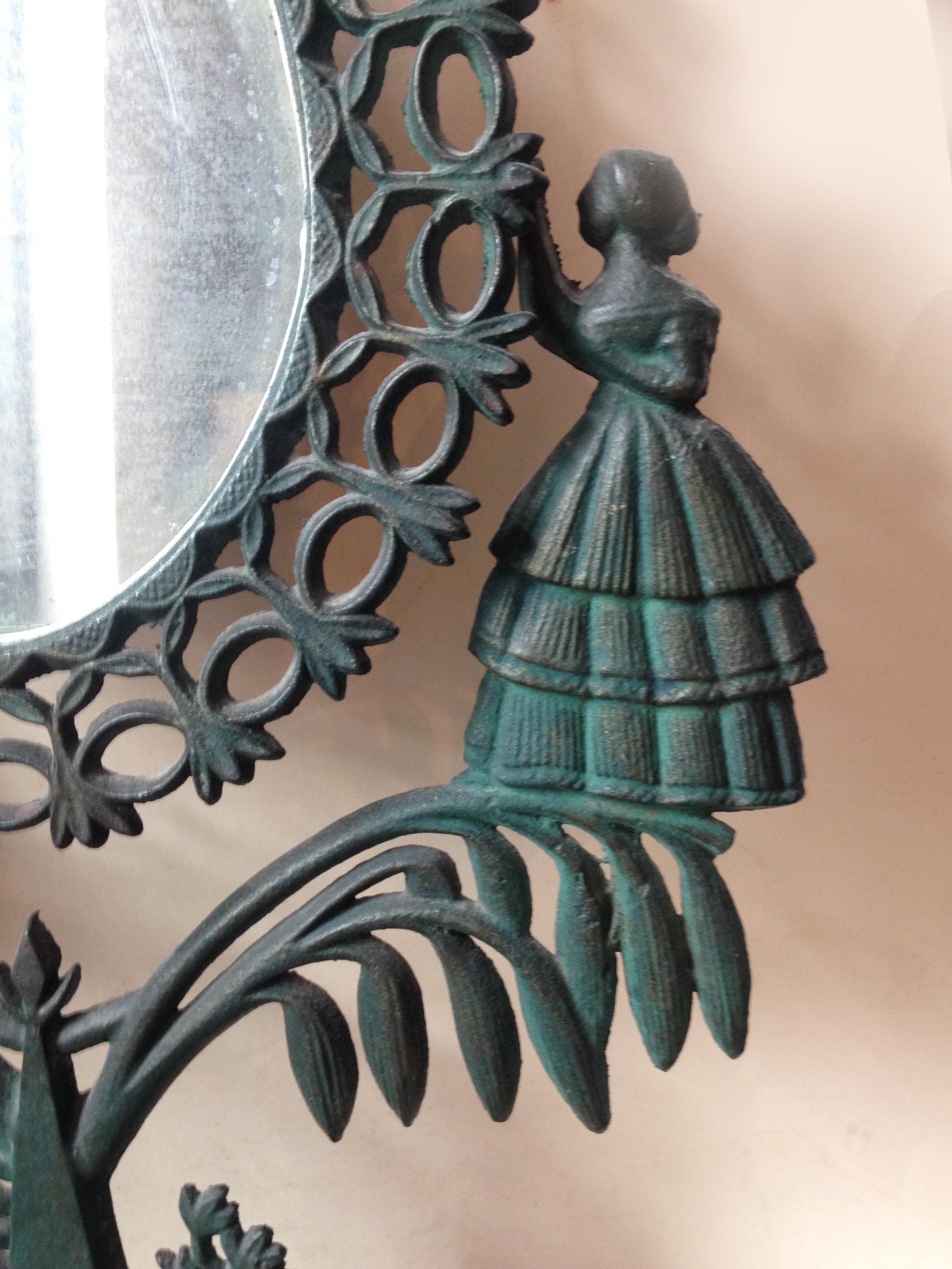 Antique Civil War Era Cast Iron Swivel Shaving Mirror American Flag ...