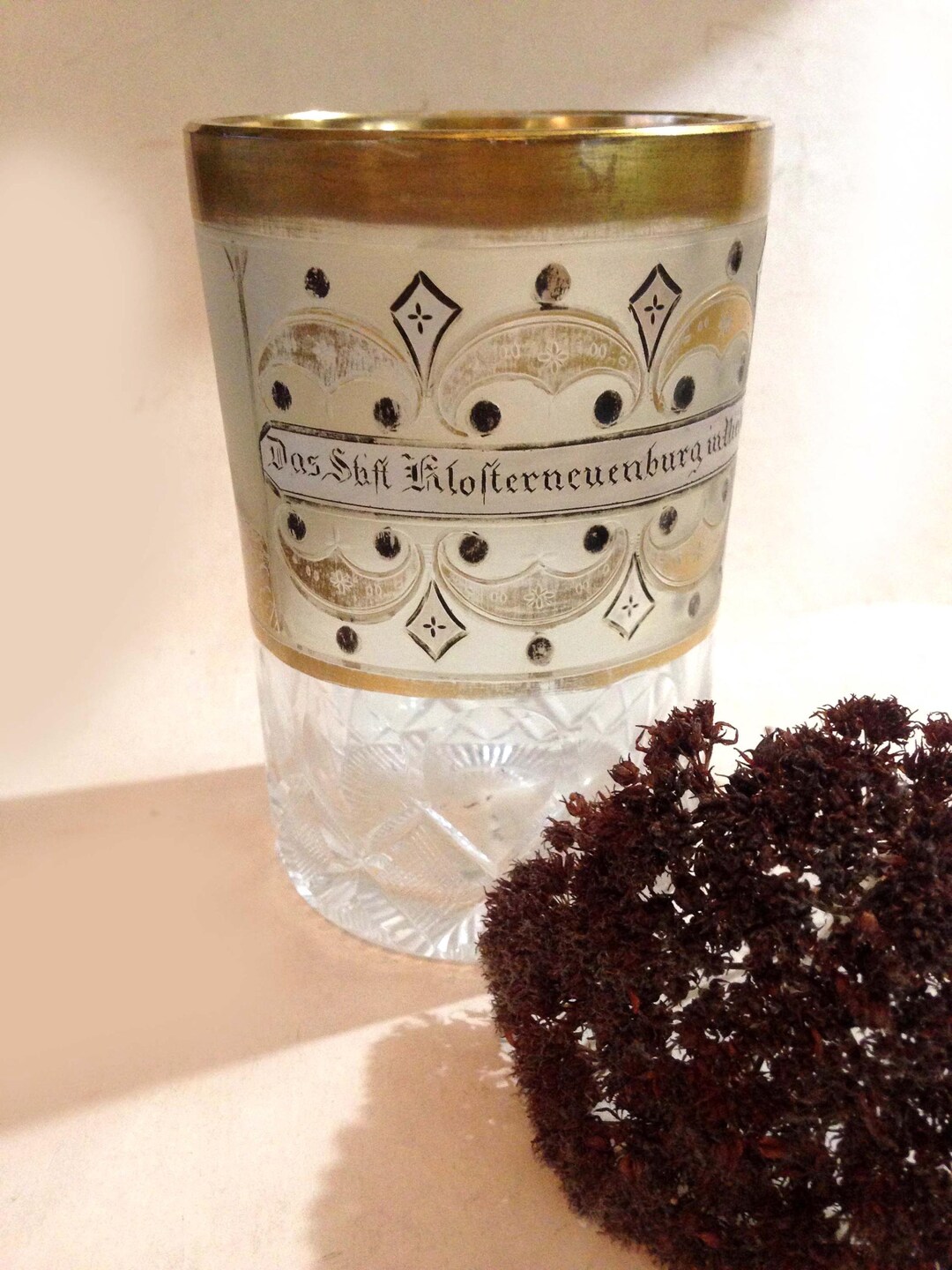 Austrian Antique Etched With Gold Commemorative Cut Crystal Tumbler ...