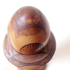 Folk Art Treenware Marquetry Egg and Pedestal Woodcrafters Art Antique ...
