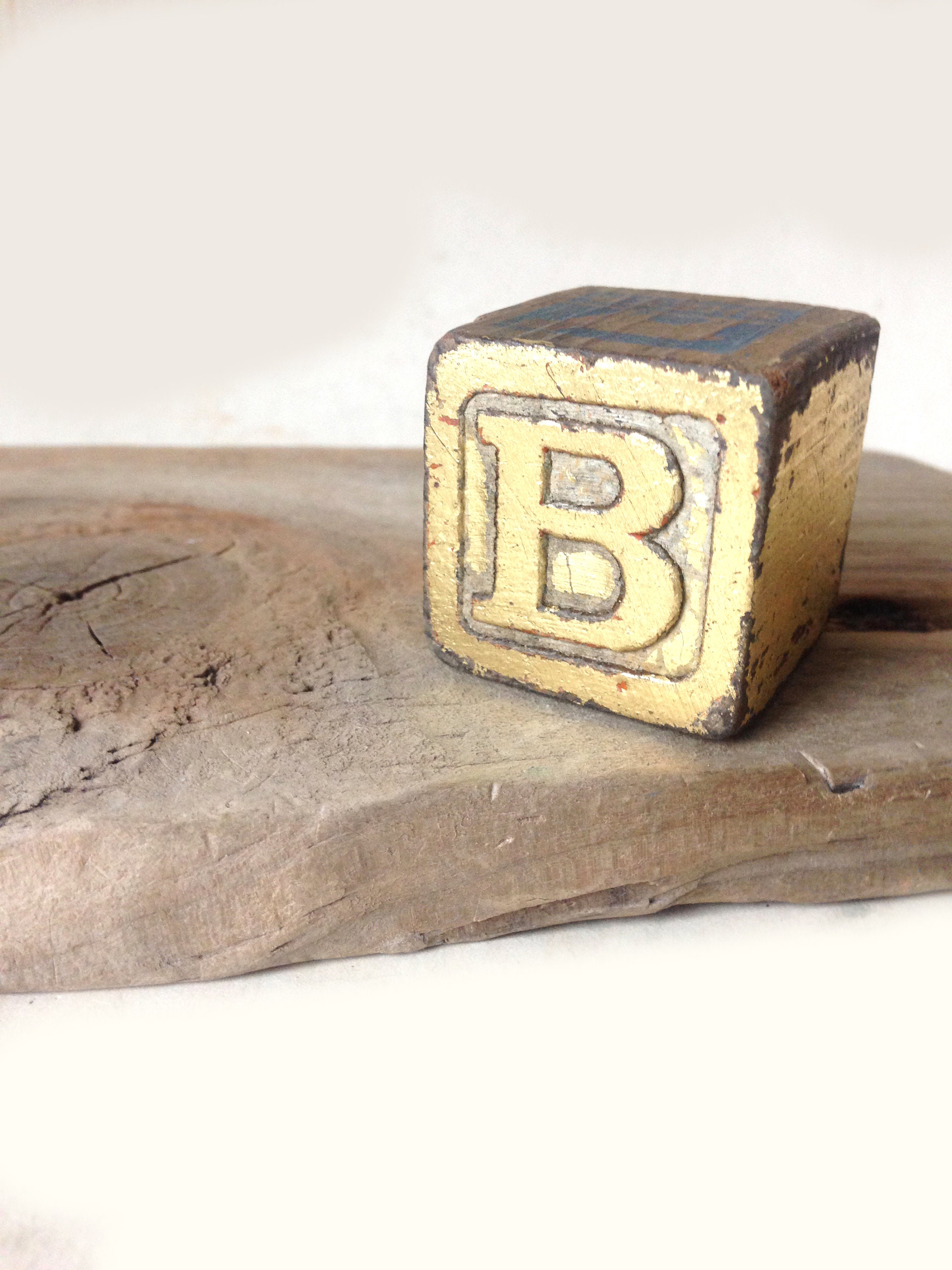Vintage Alphabet Block Letter B and X Partial Gold Leaf - Etsy