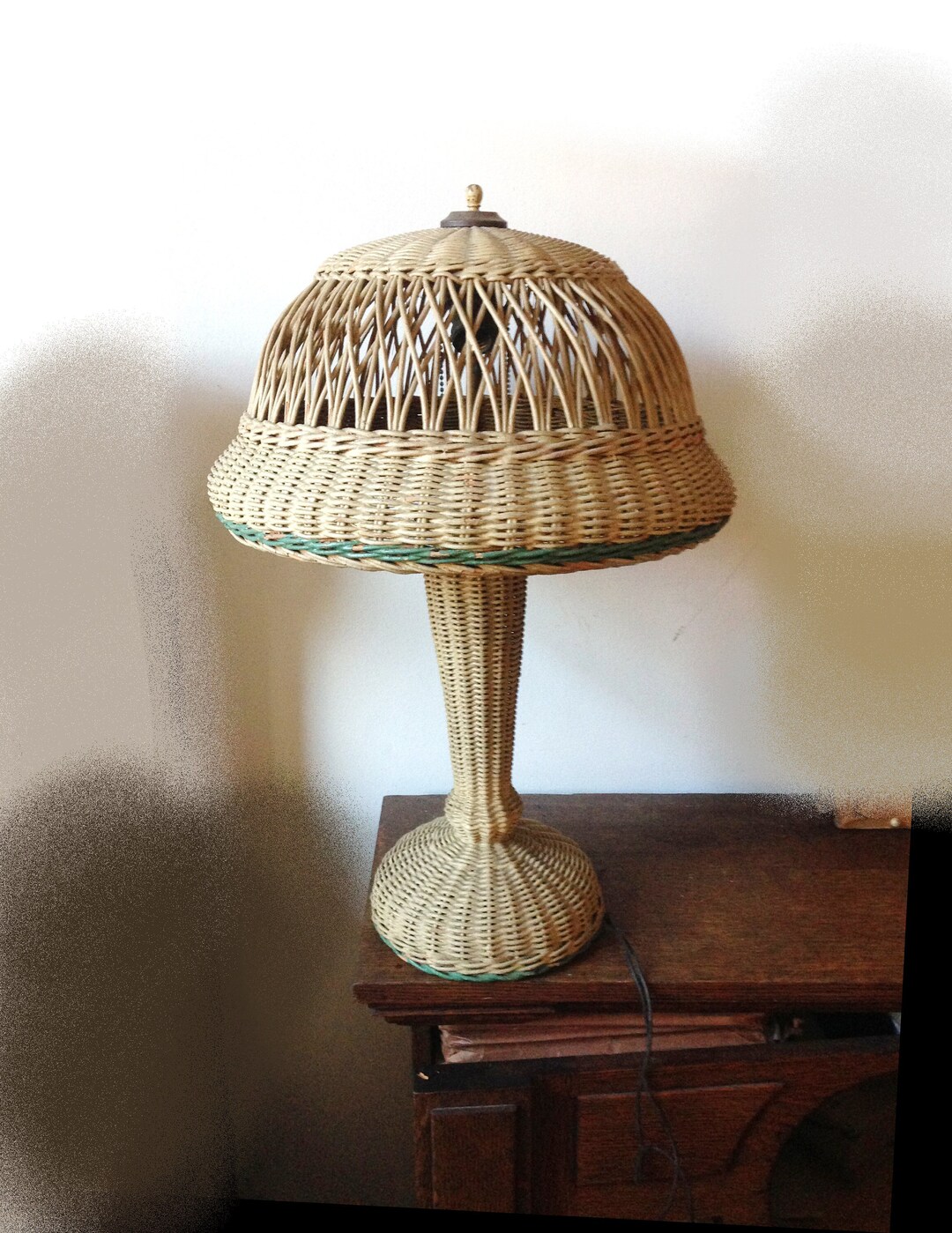Unique Antique Wicker Lamp 20's Large Solid Stylized Shape - Etsy