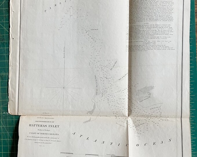 1851 Hatteras Inlet Original Map Coast of North Carolina Superintendent ...