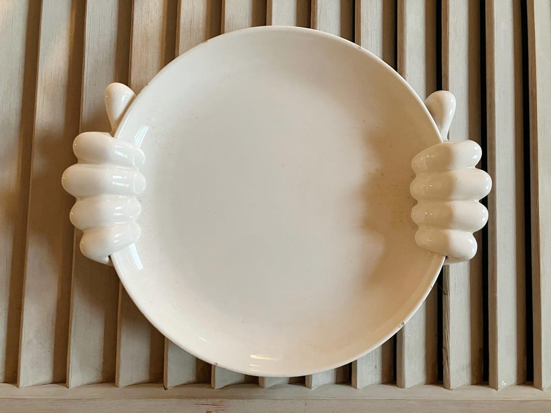 Vintage White Ceramic Helping Hands Plate - Etsy