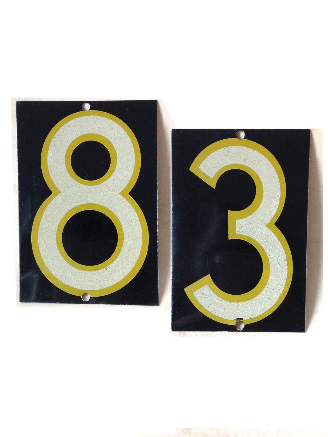 Vintage Reflective Sign Numbers 8 on Front and 3 on Back - Etsy