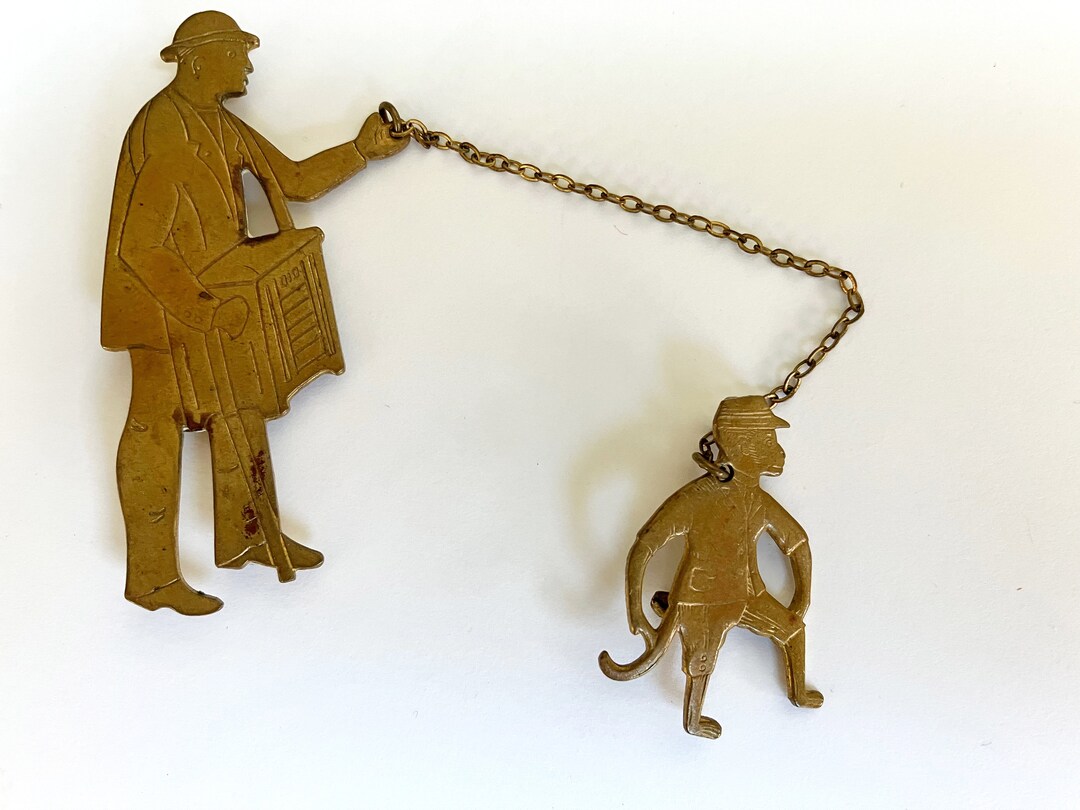 Antique Victorian Monkey & Organ Grinder Pins Brass - Etsy
