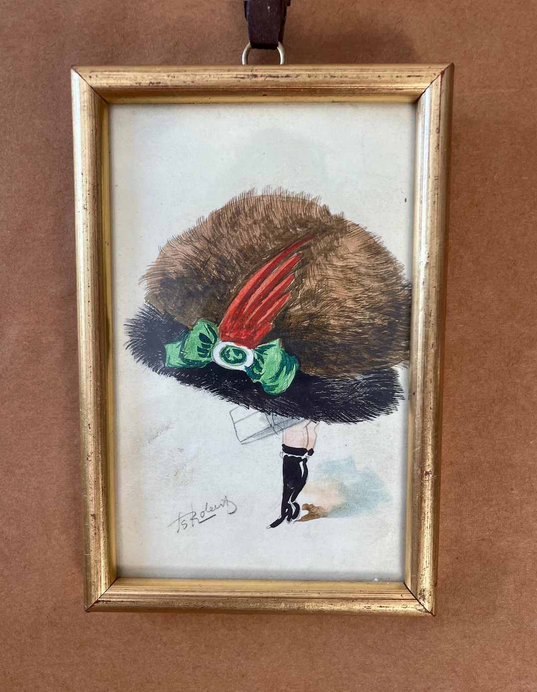 Vintage Cute Risque Art Piece Pencil Watercolor - Etsy
