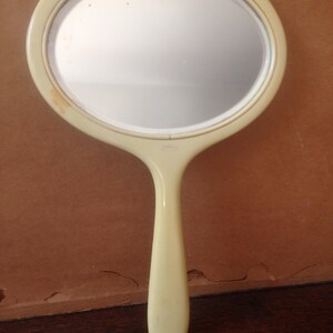 Vintage Celluloid Hand Mirror Oval Beveled Mirror - Etsy