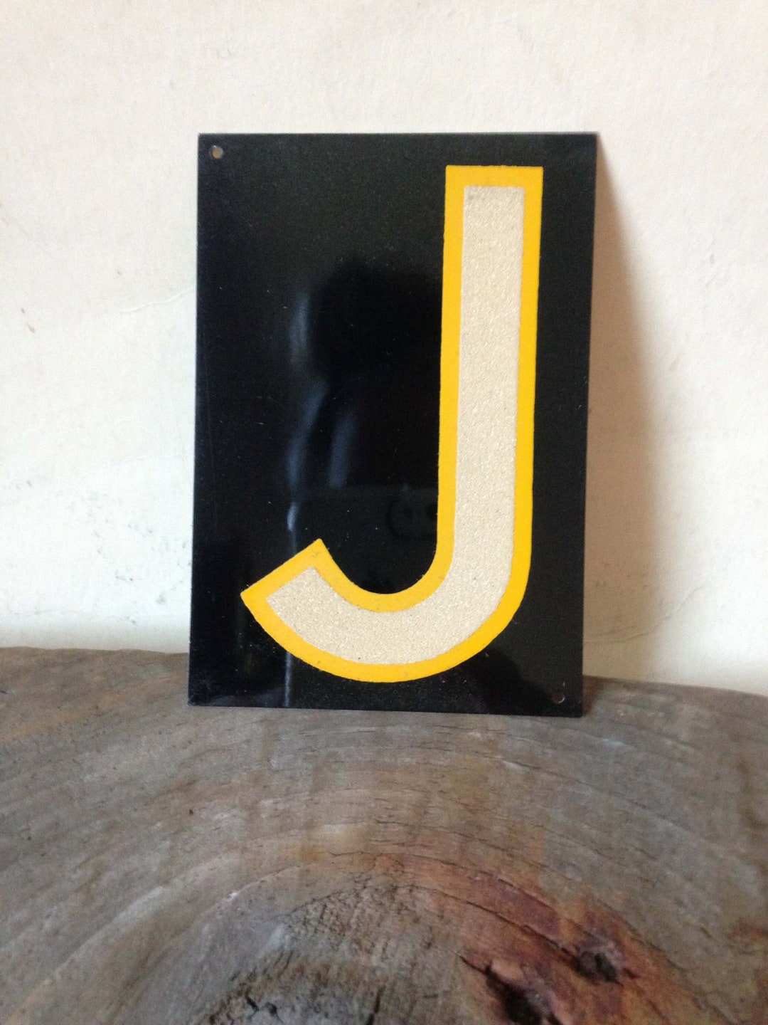 Vintage Reflective Metal Sign Letter J - Etsy