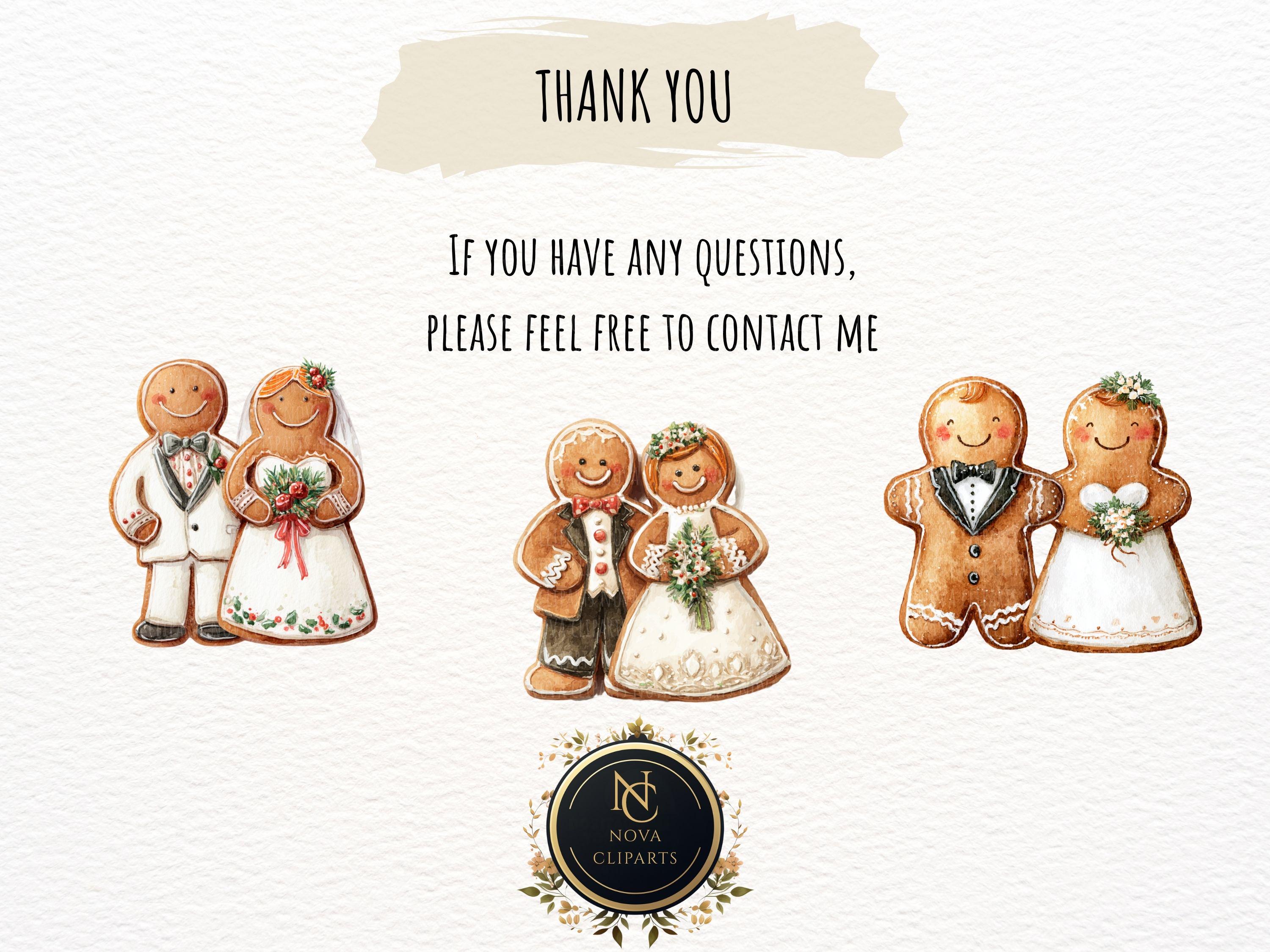 Gingerbread Bride and Groom Watercolor Clipart Set (PNG) - Etsy