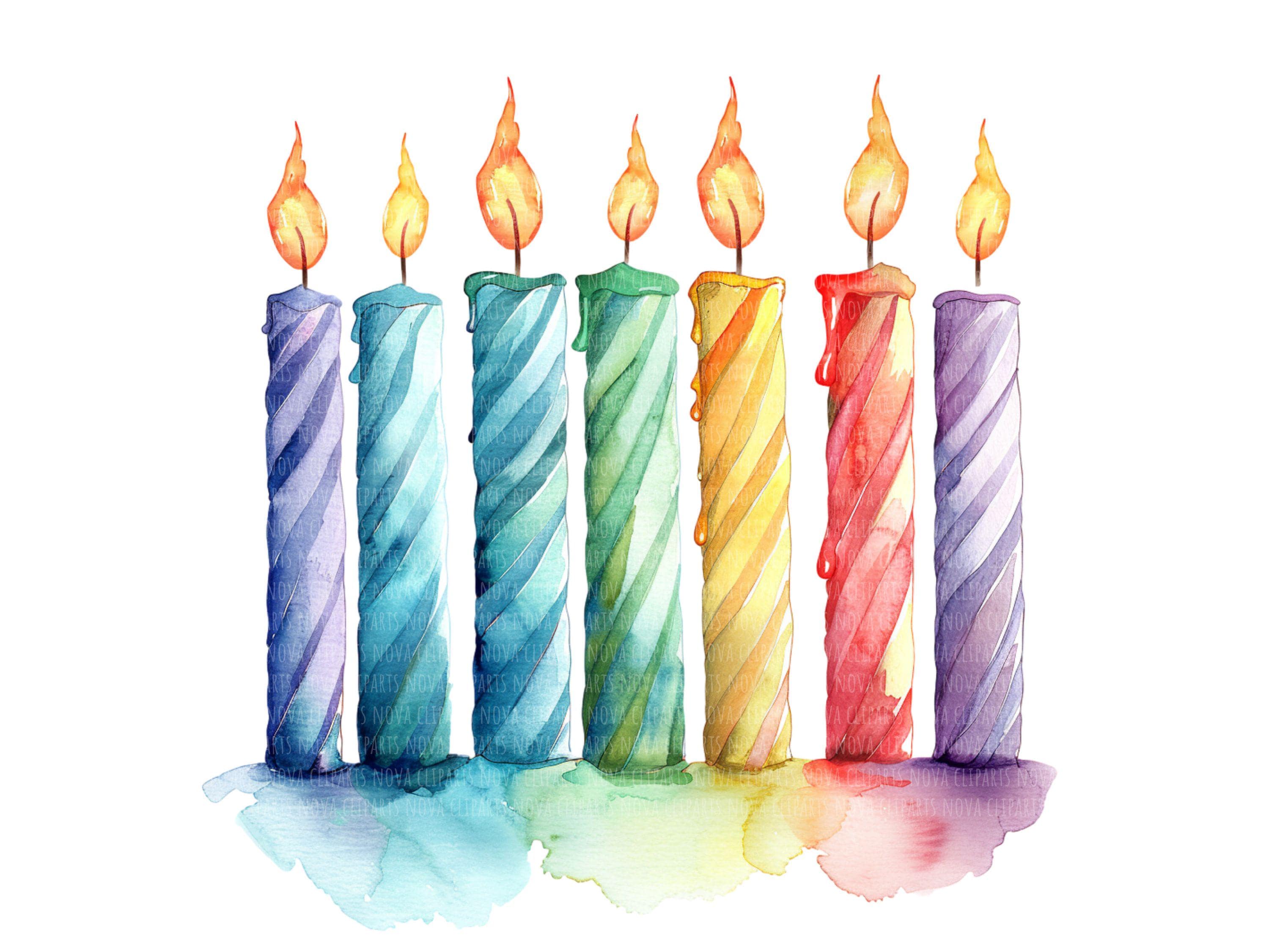 Watercolor Birthday Candle Clipart, Pastel Candles Illustration (JPG ...