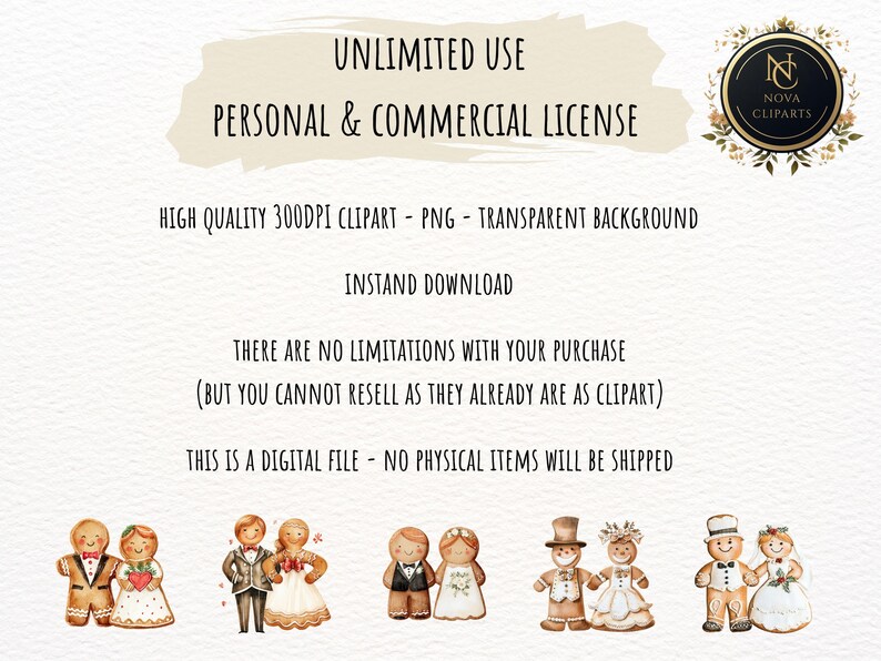 Gingerbread Bride and Groom Watercolor Clipart Set (PNG) - Etsy