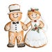 Gingerbread Bride and Groom Watercolor Clipart Set (PNG) - Etsy