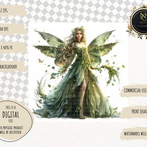 12 JPG, Watercolor Forest Fairy Clipart, Fantasy Illustration, White ...