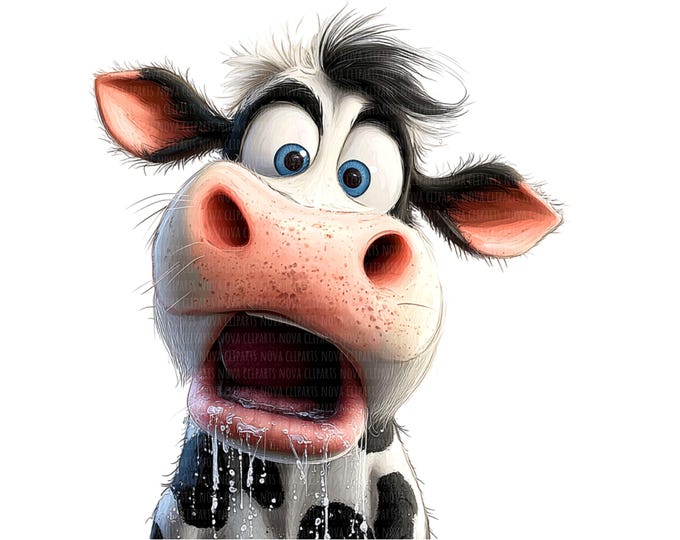 12 Surprised Cow Clipart, Scared Cow Clip Art, Confused Bull Clipart ...