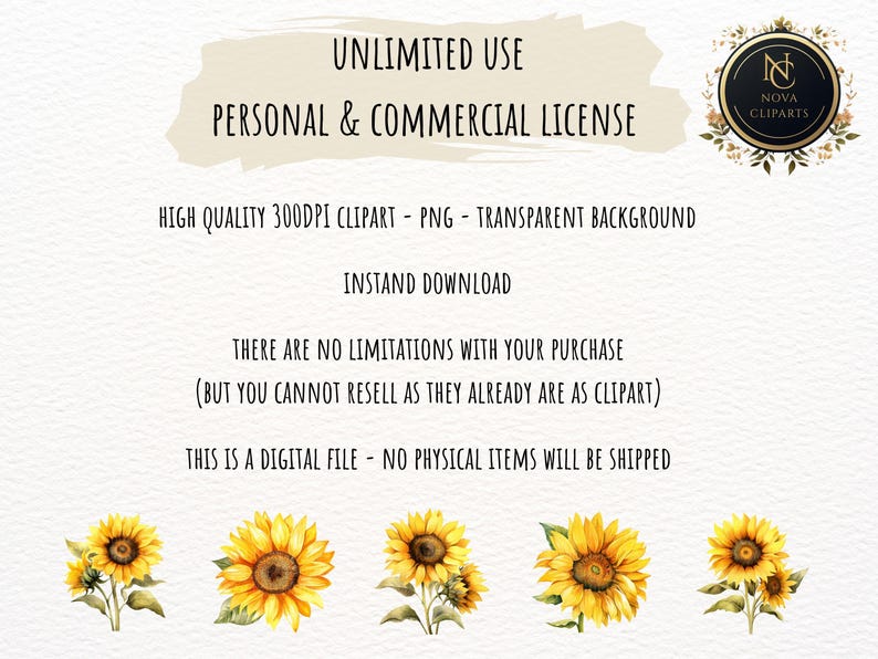 Watercolor Sunflower Clipart – High Resolution PNG – Floral ...