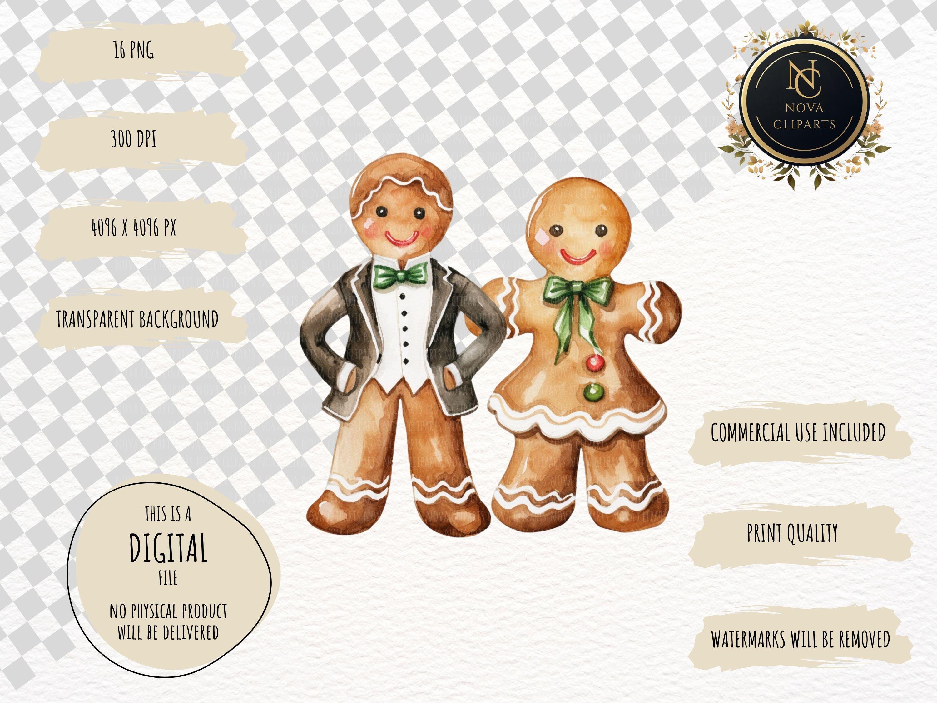 Gingerbread Bride and Groom Watercolor Clipart Set (PNG) - Etsy