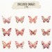 Watercolor Floral Butterfly Clipart Set, Boho Flower Wings (PNG Digital ...