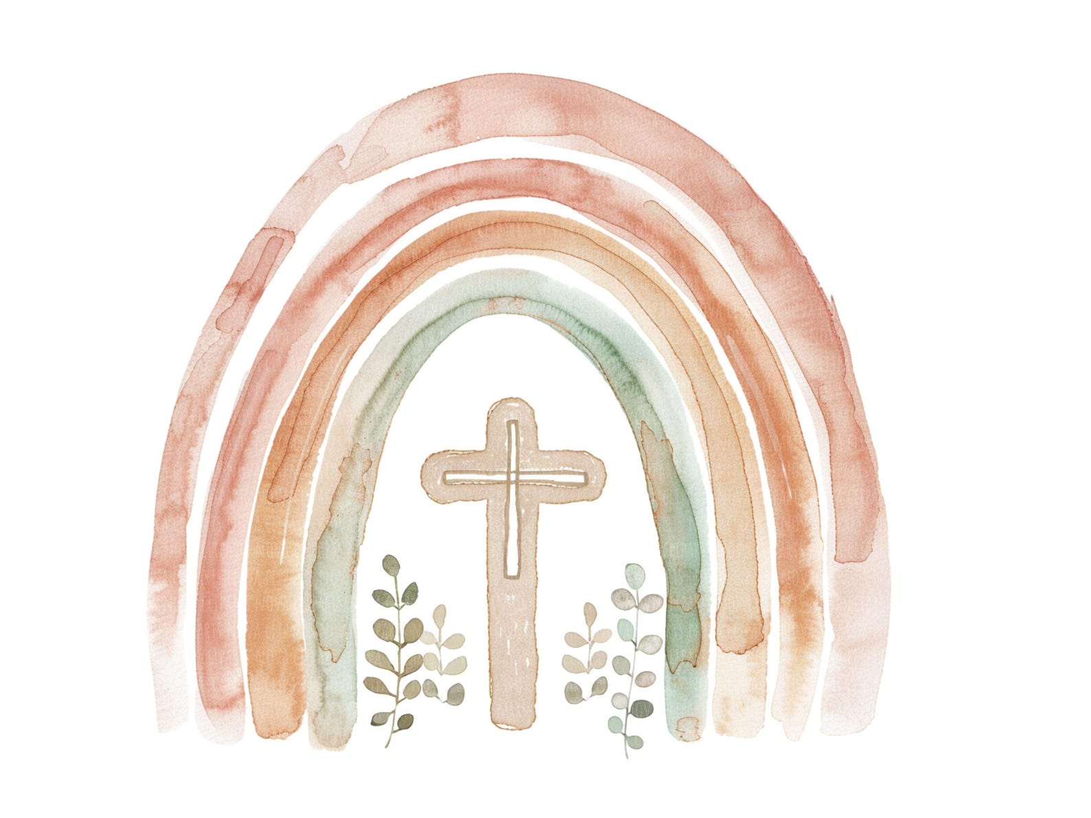 20 PNG Boho Rainbow With Christian Cross Clipart Set PNG | Faith-based ...