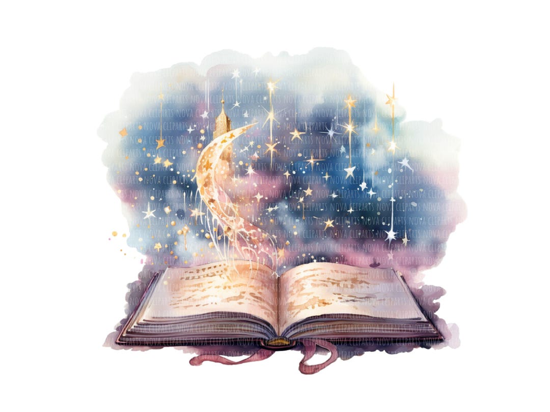 Watercolor Magic Book PNG Clipart Set, Fantasy Library (digital ...