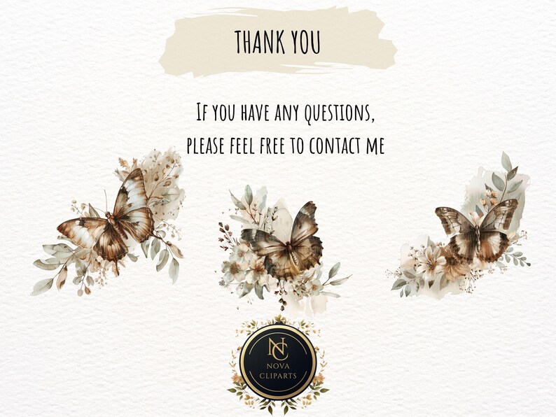 20 PNG, Boho Butterfly Clipart PNG – Watercolor Insects in Neutral ...