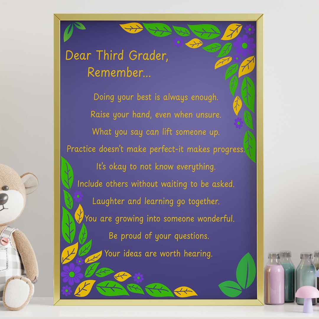 Inspirational Classroom Poster: Positive Affirmations, 3rd Grade Decor ...