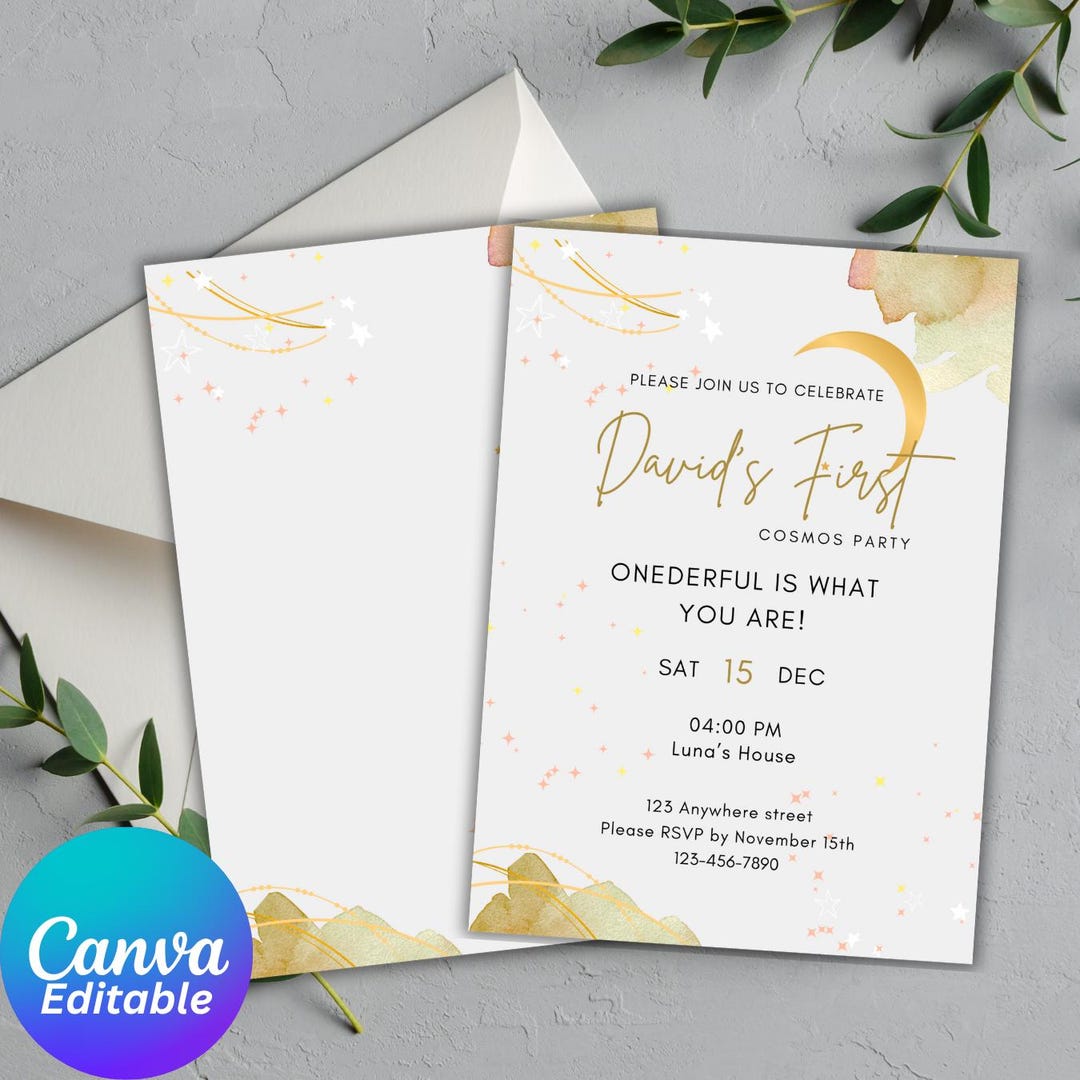 Cosmo Birthday Invitation: Editable Canva Template (printable Card) - Etsy