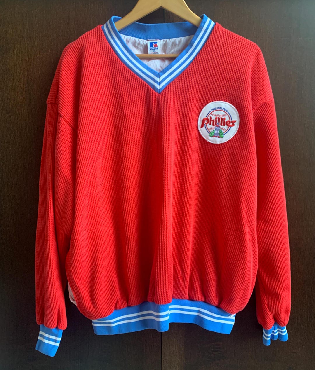 Custom Philadelphia Phillies on Vintage Russell Pullover Thermal V-neck ...