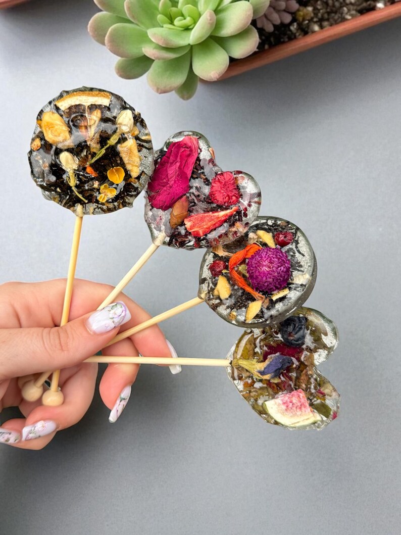 Set of Artisan Herbal Tea Lollipops, Sugar-free Isomalt Tea Pops With ...