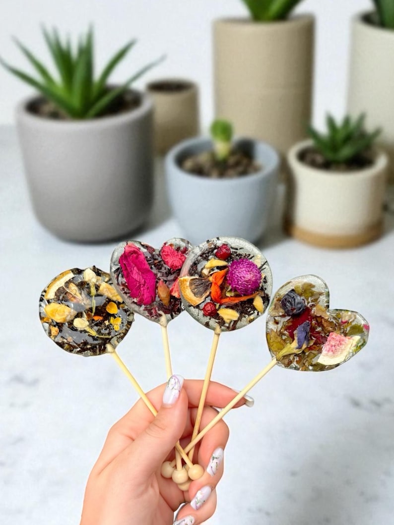 Artisan Herbal Tea Lollipops: Sugar-free Isomalt Tea Pops With Dried Fruit & Flowers - Etsy