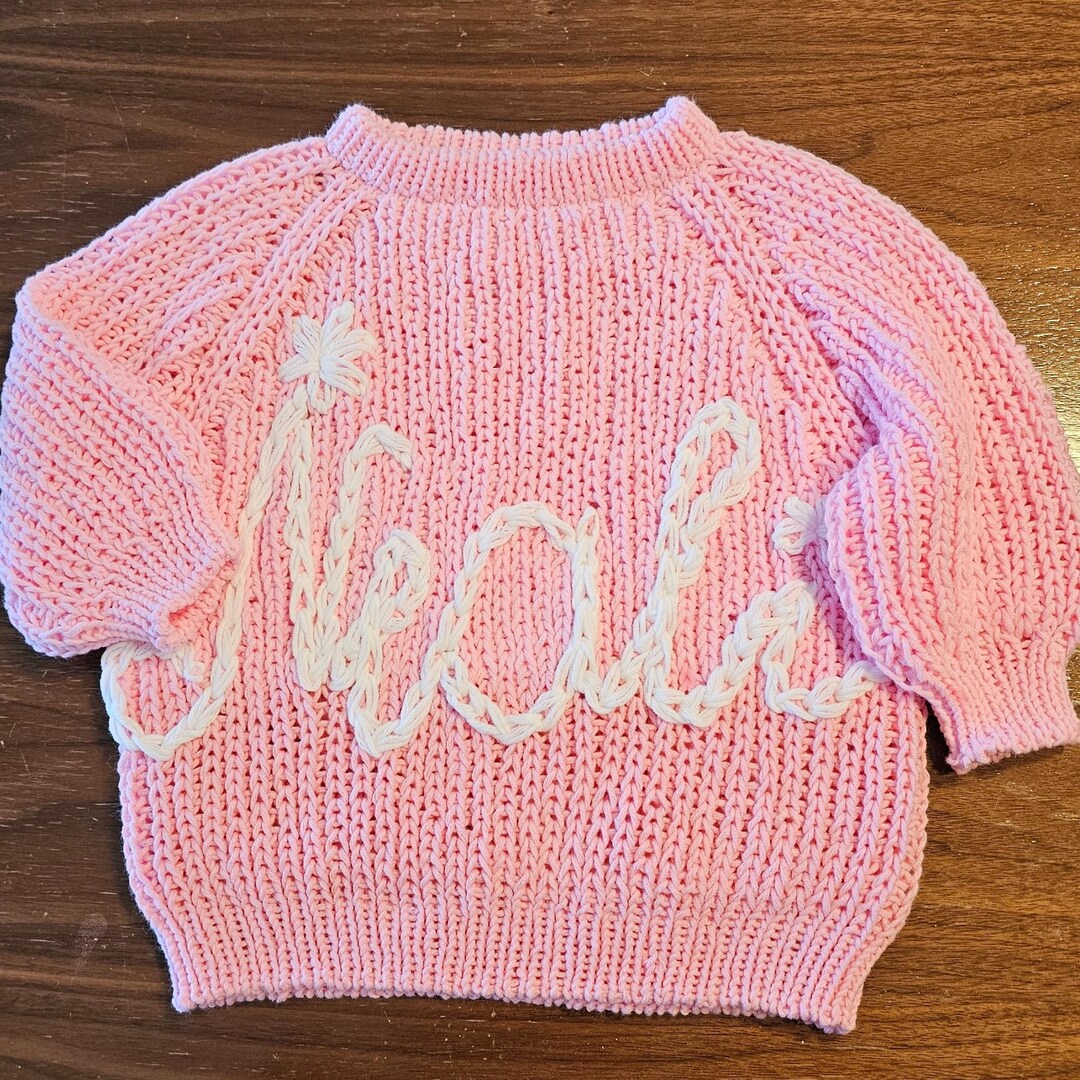 Personalized Baby Sweater | Hand Knitted Baby Cardigan | Custom Name ...