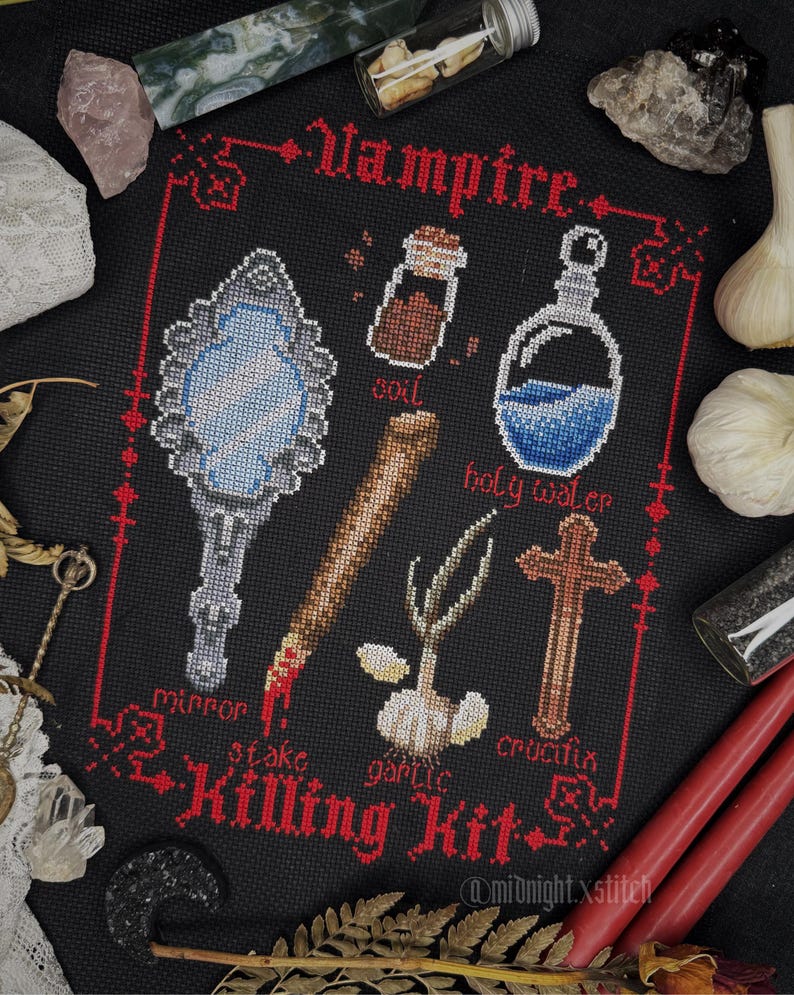 Vampire K!lling Kit Cross Stitch PATTERN | Gothic | Halloween ...