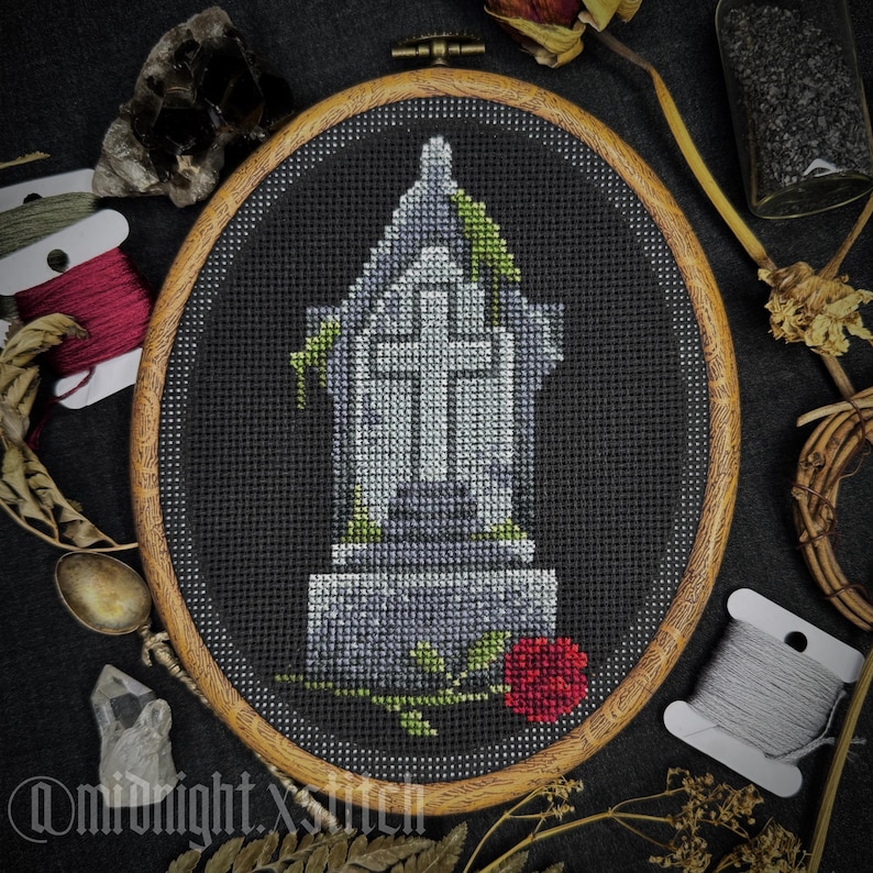 Mossy Tombstone Cross Stitch PATTERN | Gothic | Witchy Embroidery | PDF ...