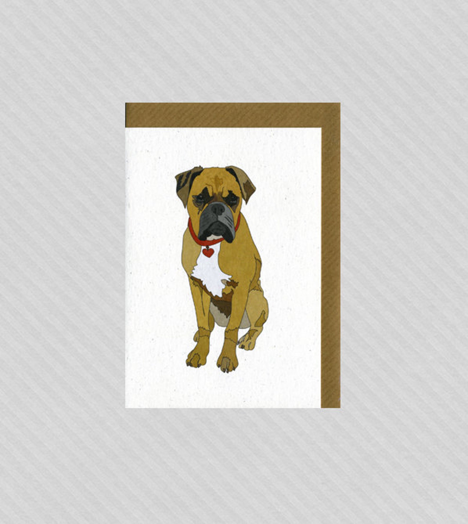 Illustrated Boxer Dog Blank Card - Etsy UK