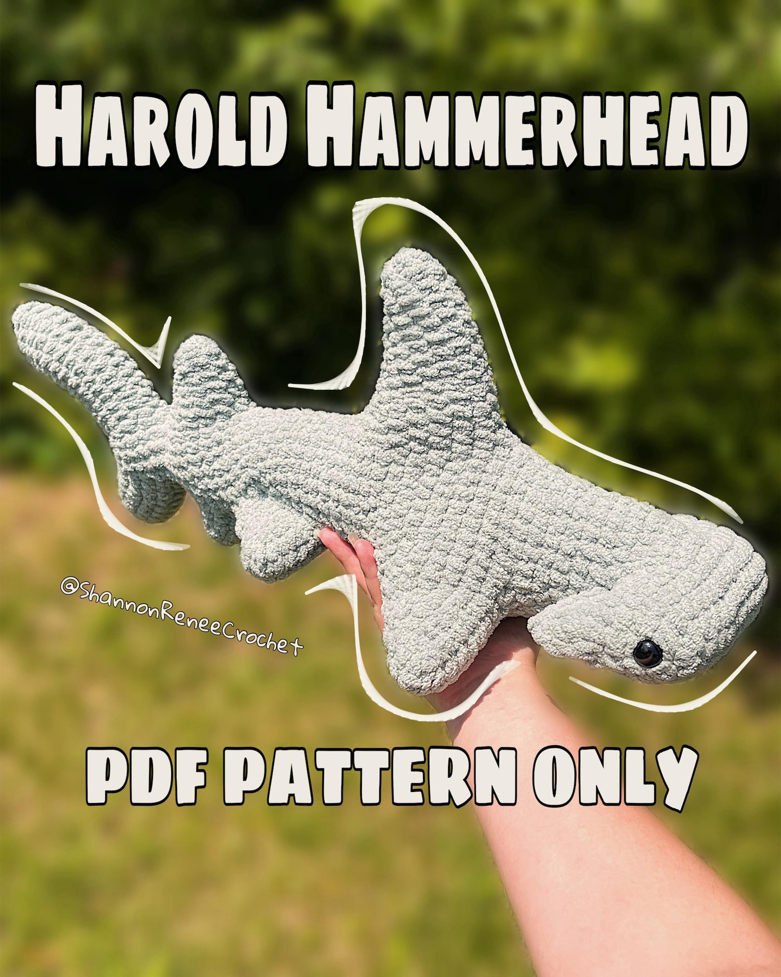 No-sew Hammerhead Shark Crochet Pattern – Jumbo Amigurumi Shark PDF ...