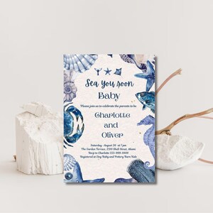 Sea You Soon Baby Shower Invitation | Blue Coastal Baby Shower Invite ...