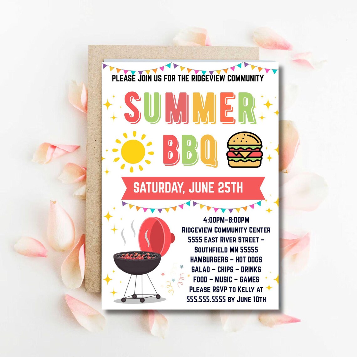 Editable Summer BBQ Template Invitation, Party Cookout Flyer Template ...