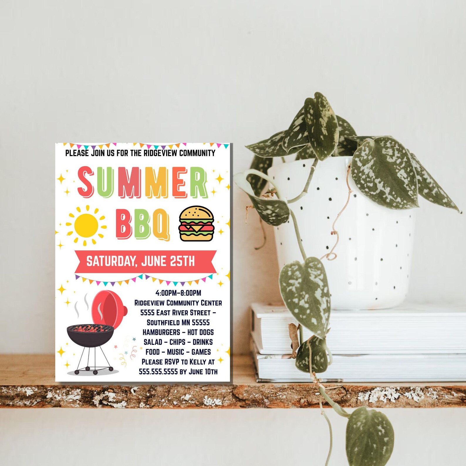Editable Summer BBQ Template Invitation, Party Cookout Flyer Template ...