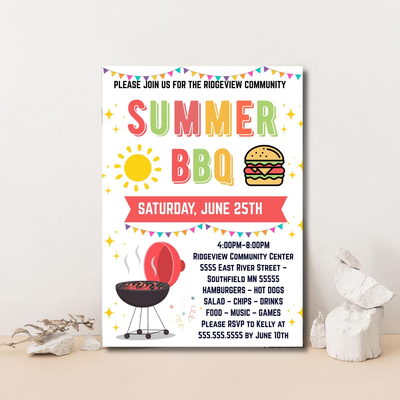 Editable Summer BBQ Template Invitation, Party Cookout Flyer Template ...