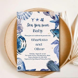 Sea You Soon Baby Shower Invitation | Blue Coastal Baby Shower Invite ...