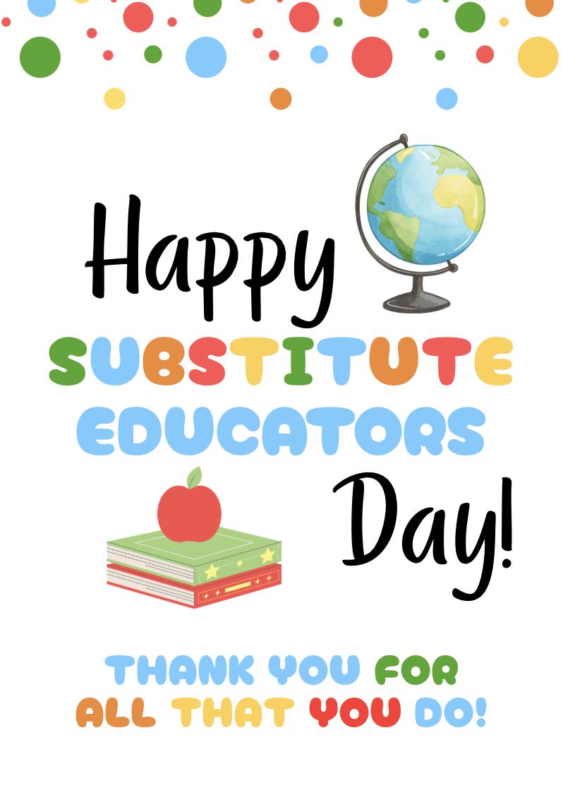 Happy Substitute Educators Day Card – Thank You Card for Substitute ...